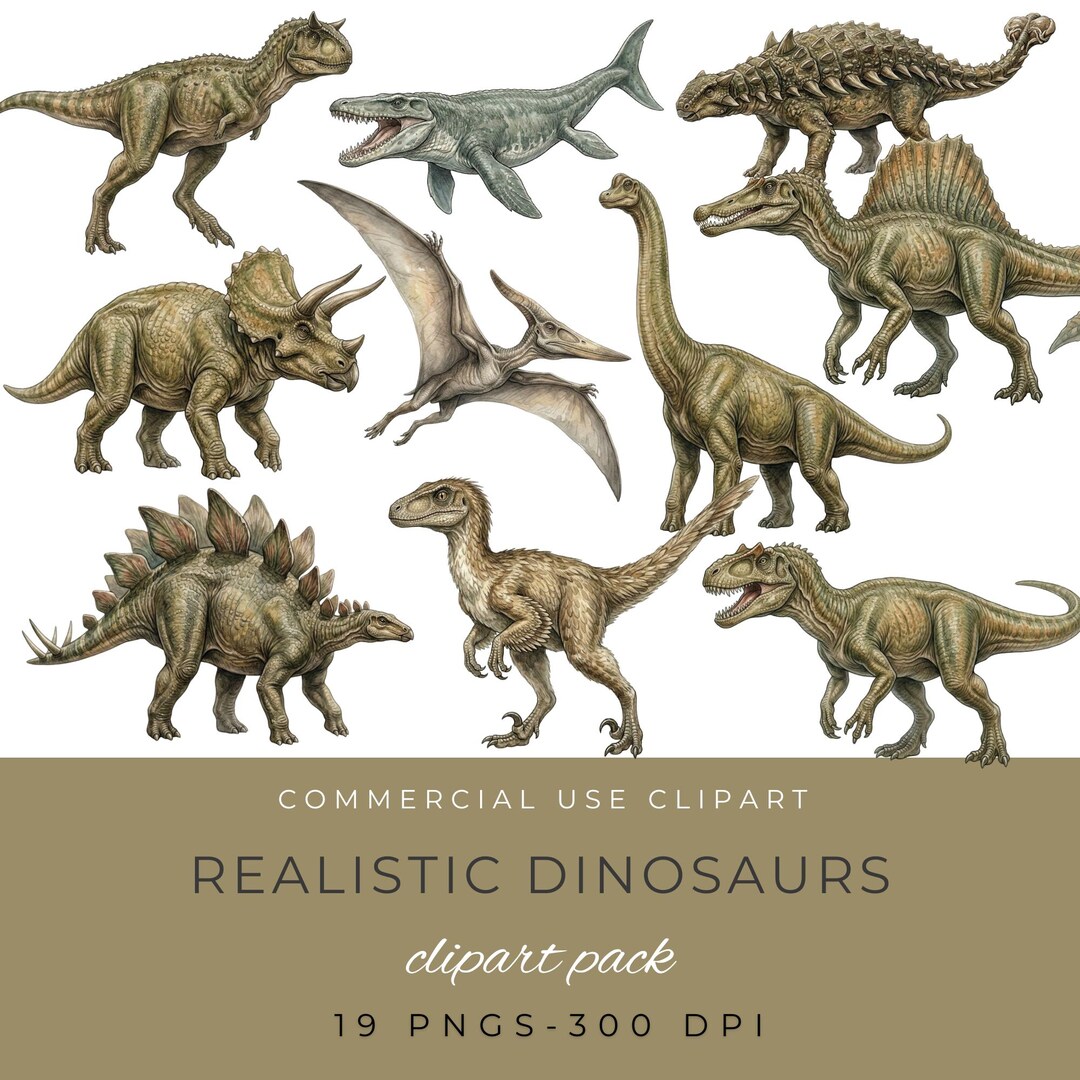 Realistic Dinosaur Clipart, Watercolor T-rex PNG, Watercolor Dinosaur ...