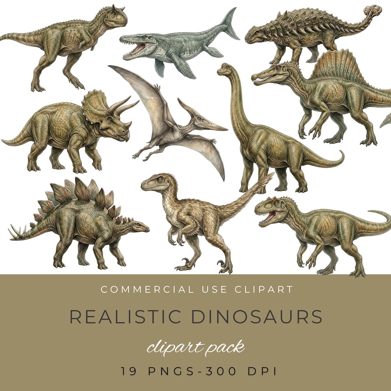 Realistic Dinosaur Clipart, Watercolor T-rex PNG, Watercolor Dinosaur ...