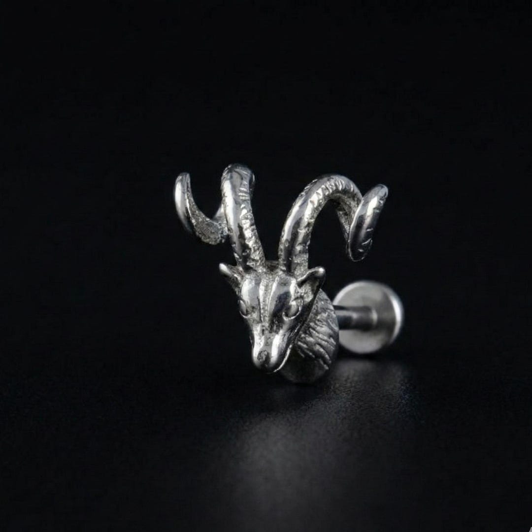 Stag Helix Cartilage Earring, Tiny Flat Back Labret Stud, Tragus 18G ...