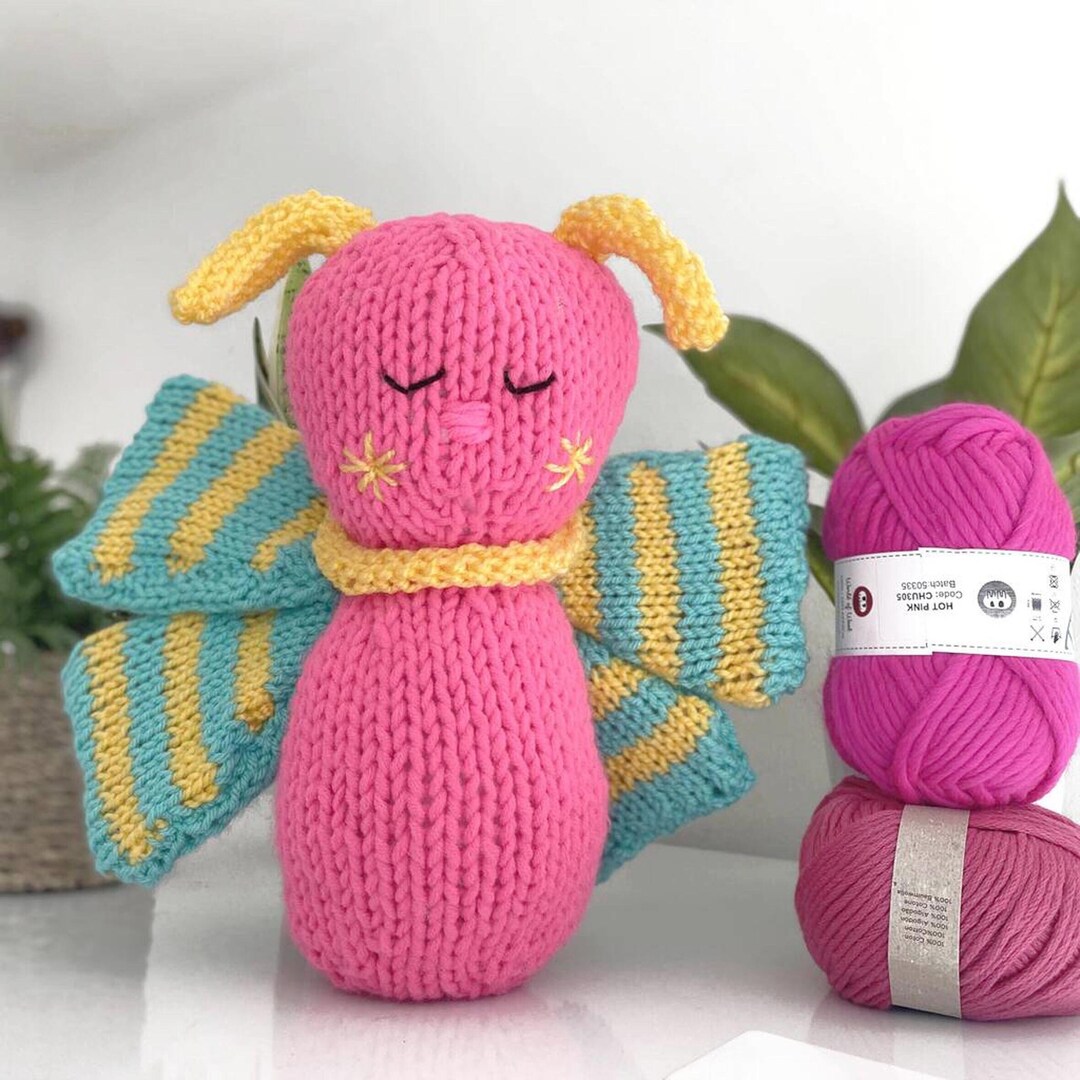 Pink Butterfly Toy Knitting Pattern, Downloadable PDF Knitting Pattern ...