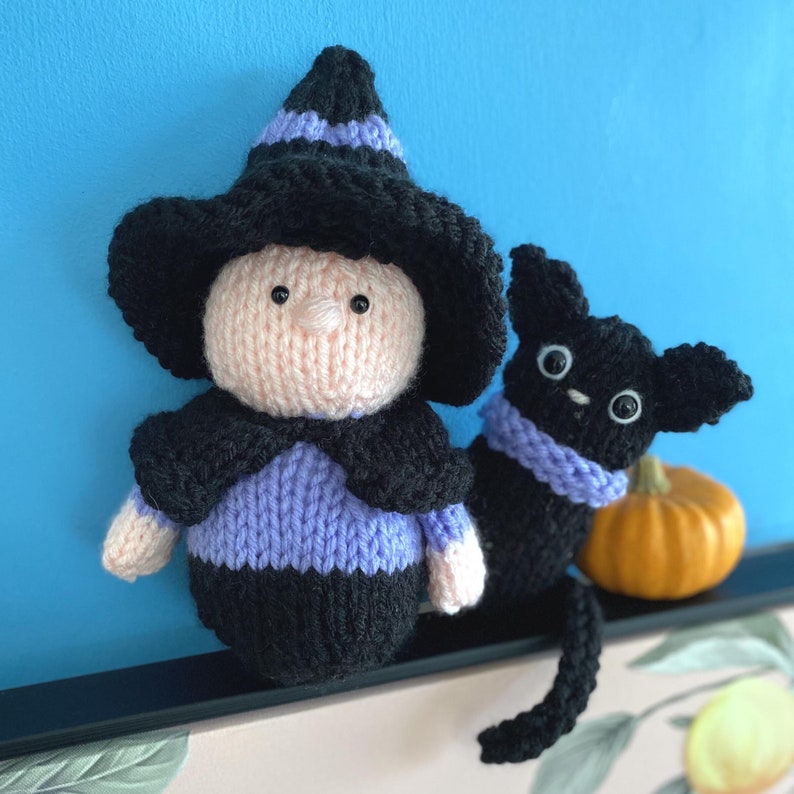 Titchy Witch Doll Knitting Pattern, Black Cat Knitting Pattern ...