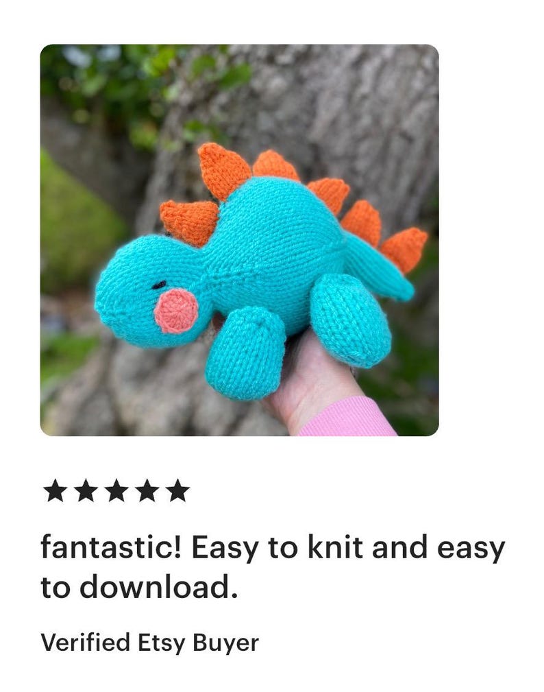 Chubby Stegosaurus Knitting Pattern, Dinosaur Soft Toy Knitting Pattern ...
