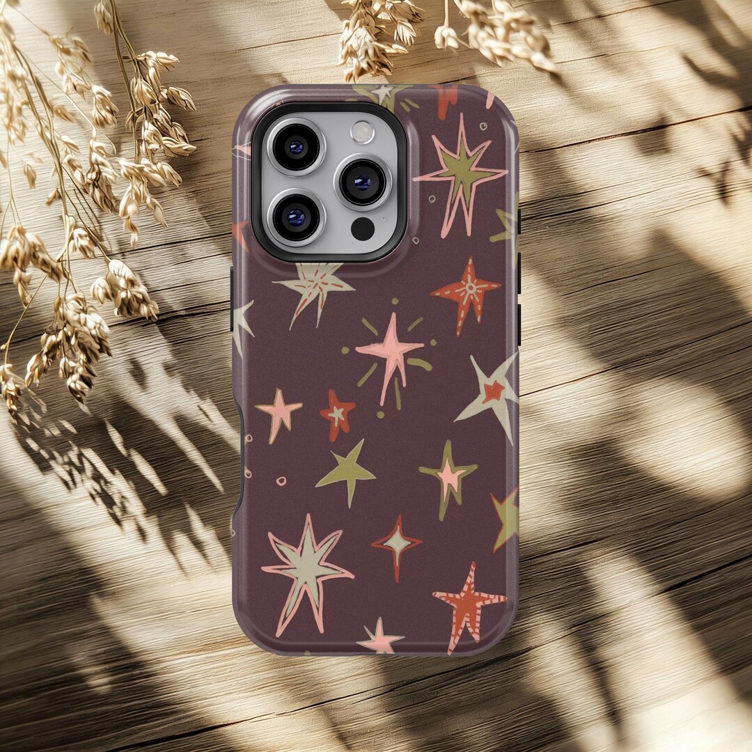 Retro Stars Y2k Collage Phone Case,funky Twinkle Night Whimsy Artistic ...