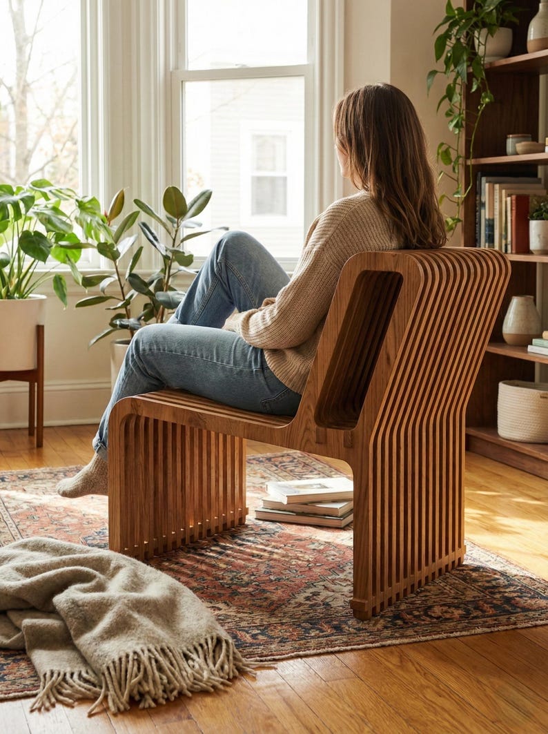 Parametric Lounge Chair CNC Files (DXF) | Modern Wavy Plywood Pet Cubby ...