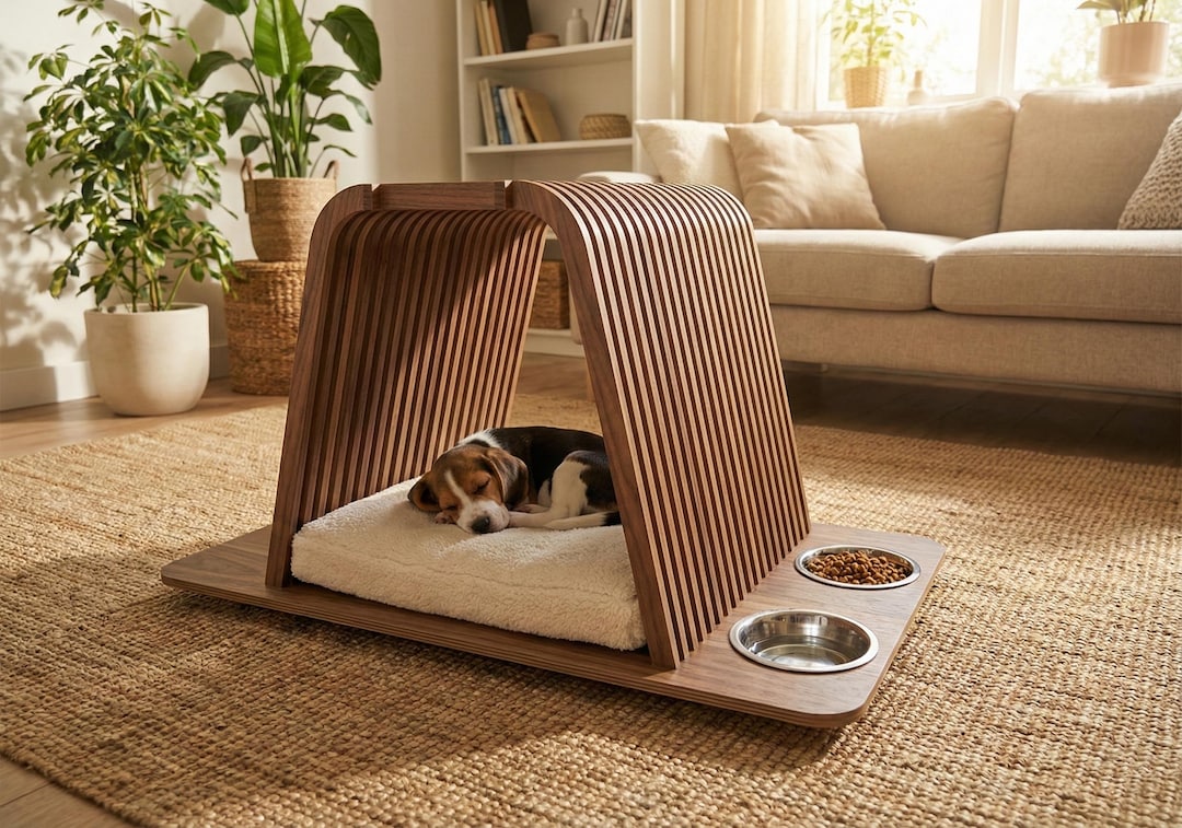 Parametric Pet House DXF for CNC | Modern Plywood Dog Crate | Screwless ...