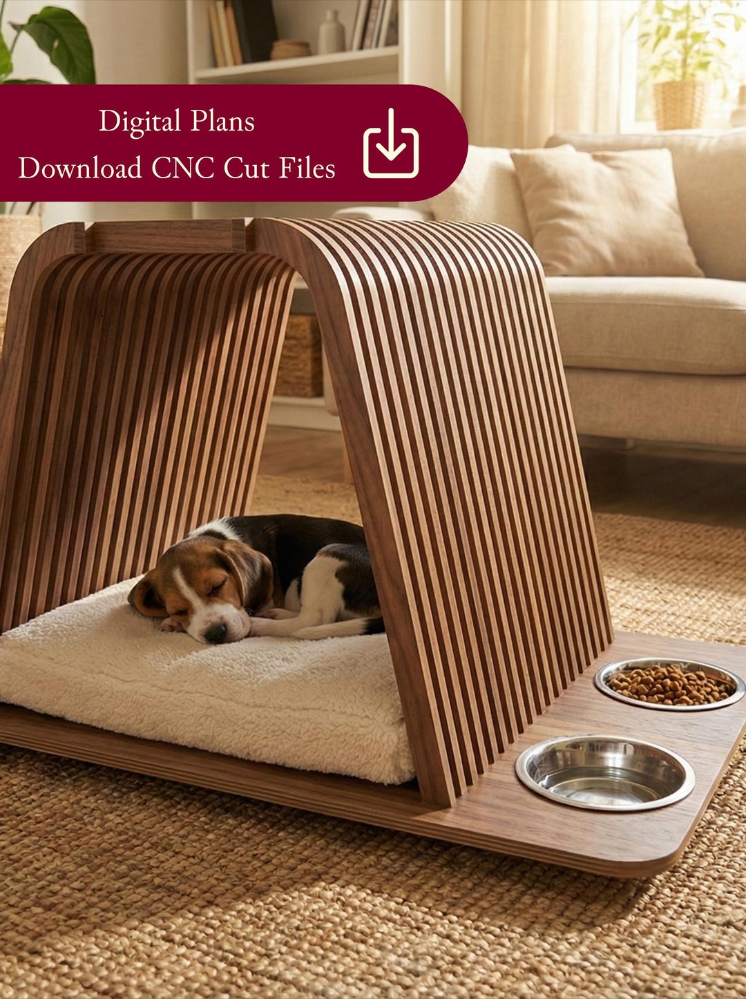 Parametric Pet House DXF for CNC | Modern Plywood Dog Crate | Screwless ...