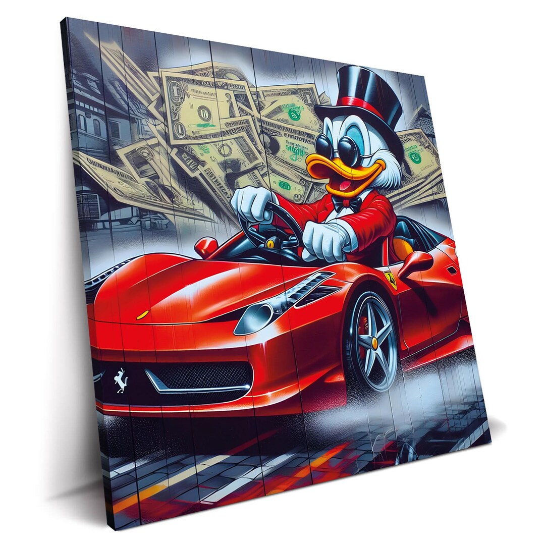 Scrooge Mcduck Canvas Print: Cartoon Car Art, Living Room Decor - Etsy