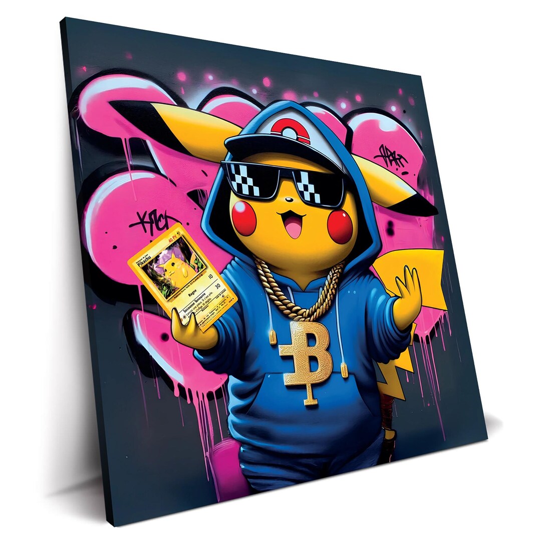 Pokemon Pikachu Street Swag Anime Poster Street Graffiti Art Canvas ...