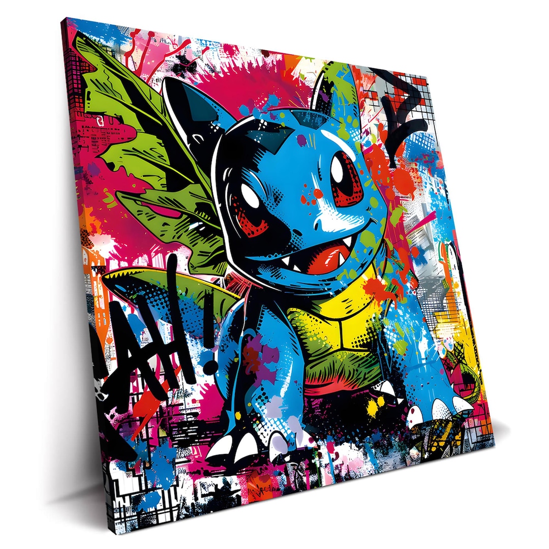 Squirtle Pokemon Anime Poster Street Art Style Canvas Print Home Decor ...