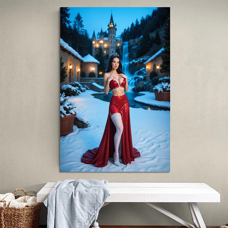 Celebrity Millie Bobby Brown Act as Christmas Princess Canvas Print ...