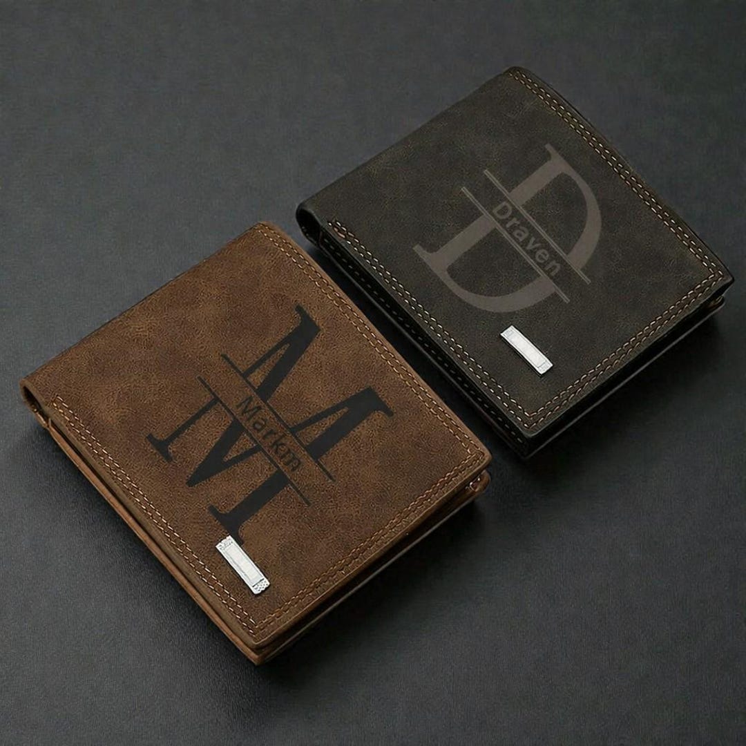 Personalized Leather Wallet for Men, Custom Name Wallet, Engraved ...