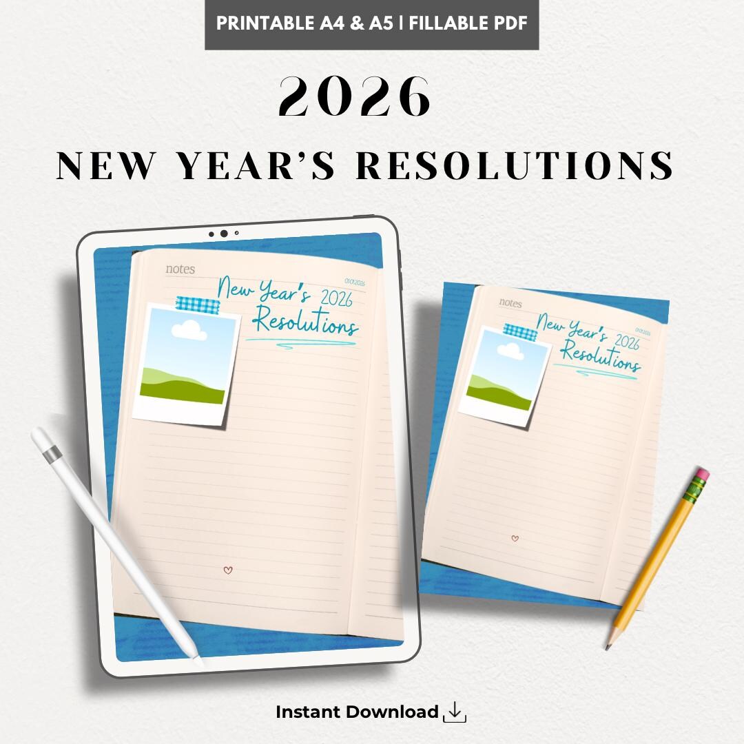 New Year Resolutions 2026 Printable Journal Page | Minimal Goal Setting ...