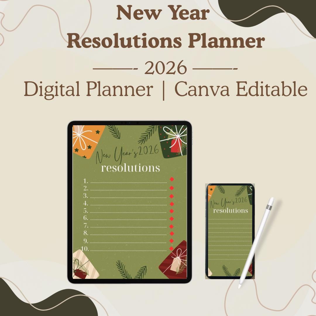 New Year’s Resolutions 2026 | Digital Goal Setting Planner Page for ...