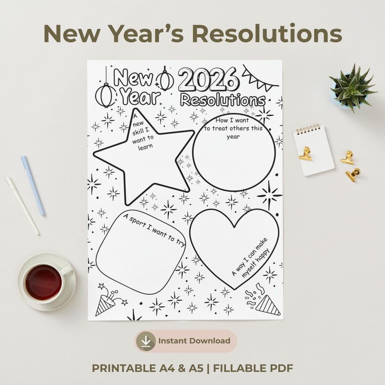 New Year Resolutions 2026 for Kids | Fun Goal Setting Worksheet ...