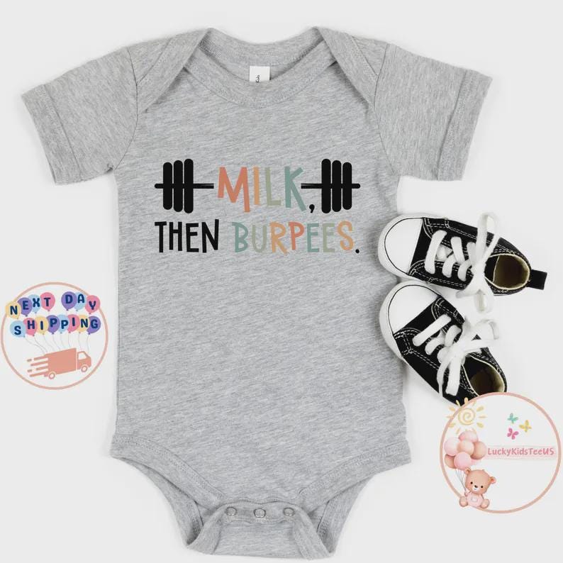 Milk Then Burpees Baby Onesie®, Funny Baby Bodysuit, Baby Shower Gift ...