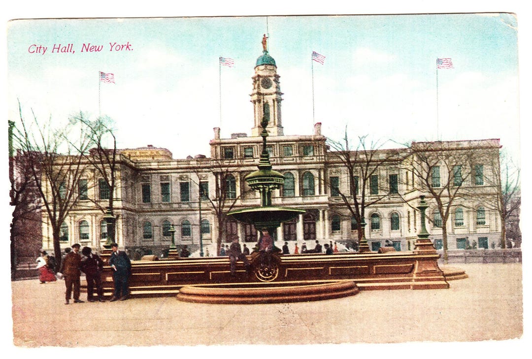 City Hall New York – Early 1900s Colorized Postcard (1911) – Historic ...