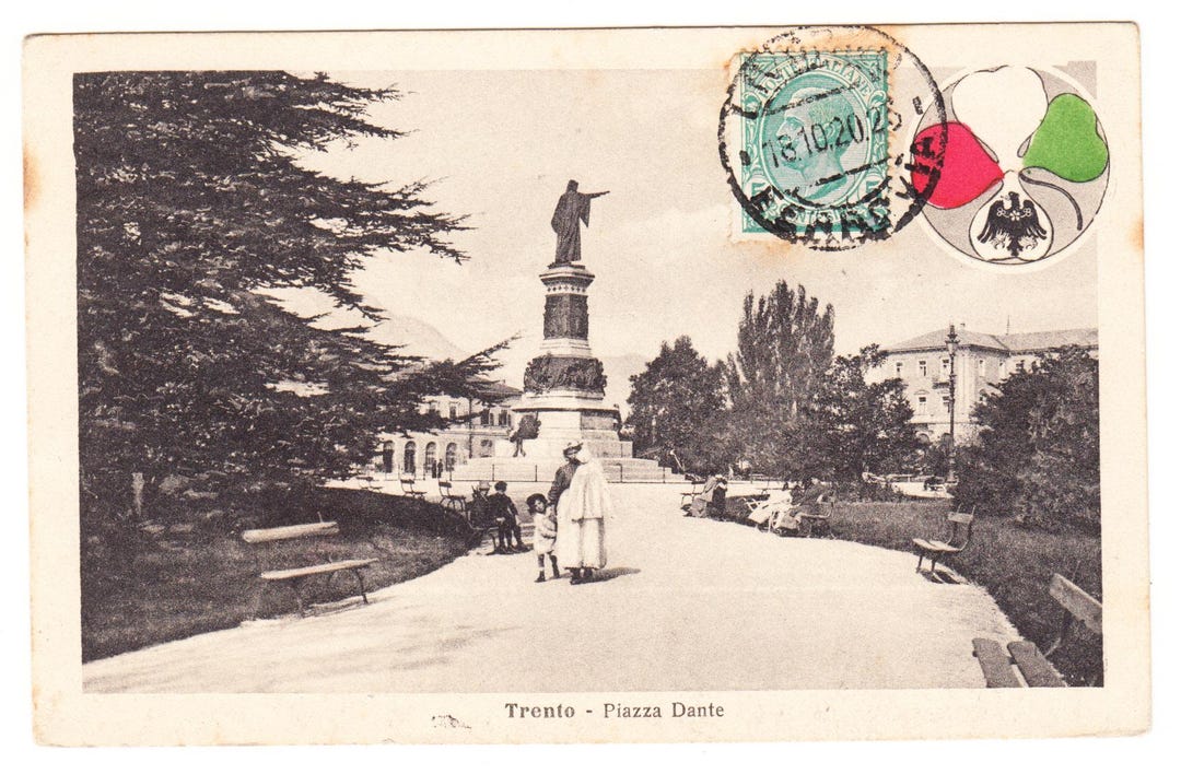 Trento Piazza Dante Italy 1920 Antique Postcard – Monument & Italian ...