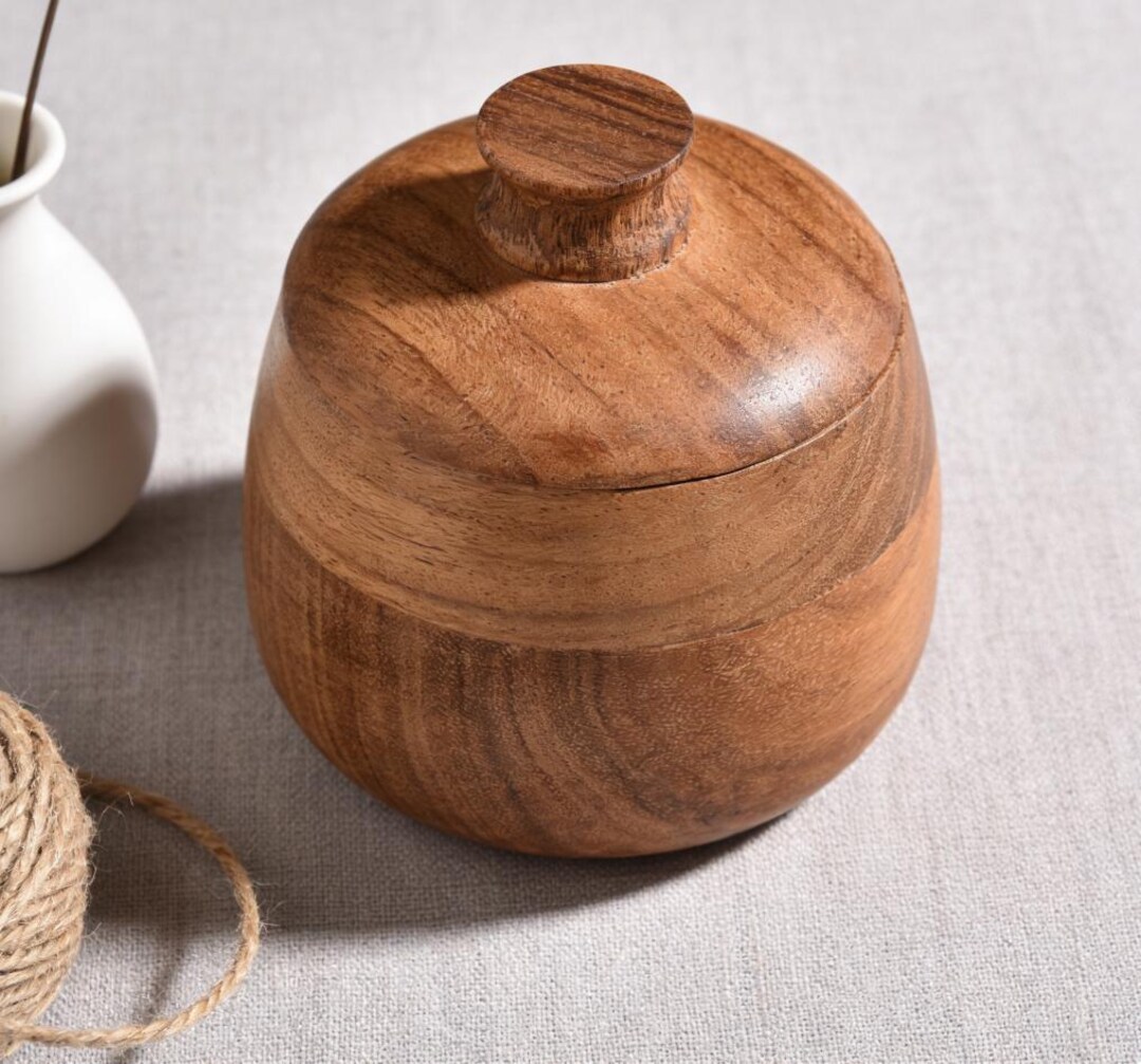 Hand Carved Acacia Wood Jewelry Box – Unique 3"x3"x4" Keepsake Gift Box ...