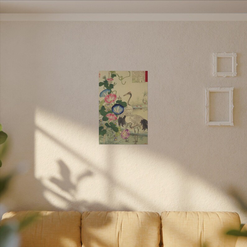 Ukiyo-e Bird and Flower Art Print Morning Glory and Crane Traditional ...