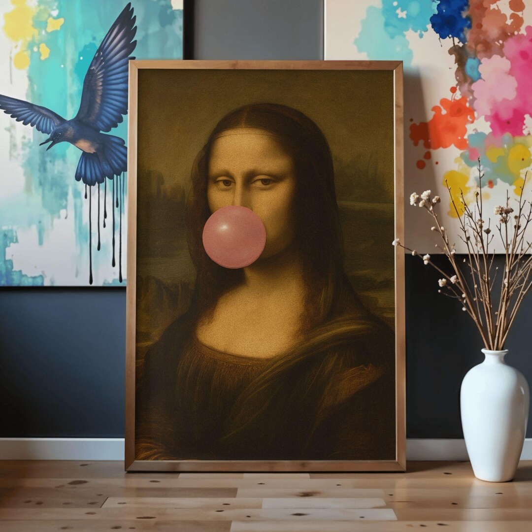 Mona Lisa Bubble Gum Print, Funny Renaissance Art Parody - Etsy