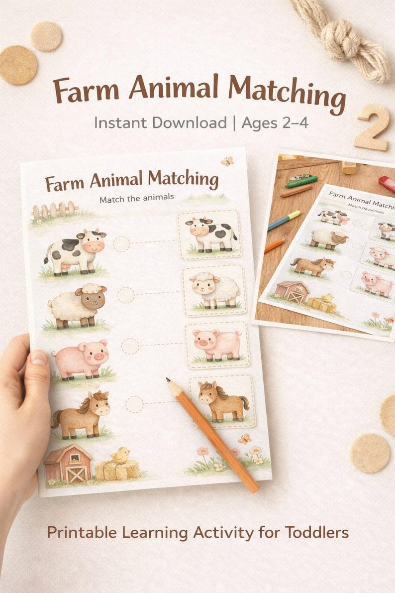 Printable Farm Animal Matching Activities | Toddler Montessori ...