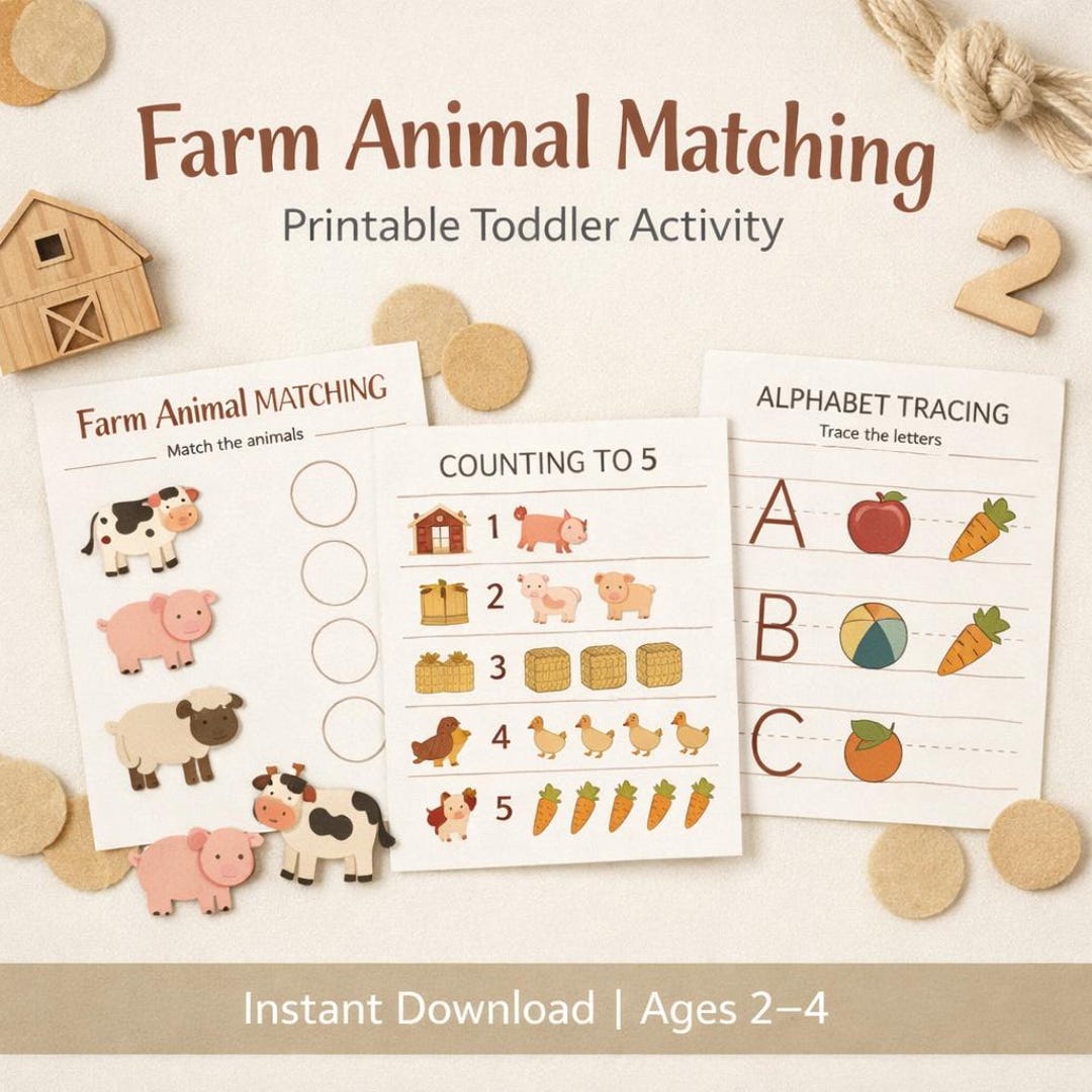 Printable Farm Animal Matching Activities | Toddler Montessori ...