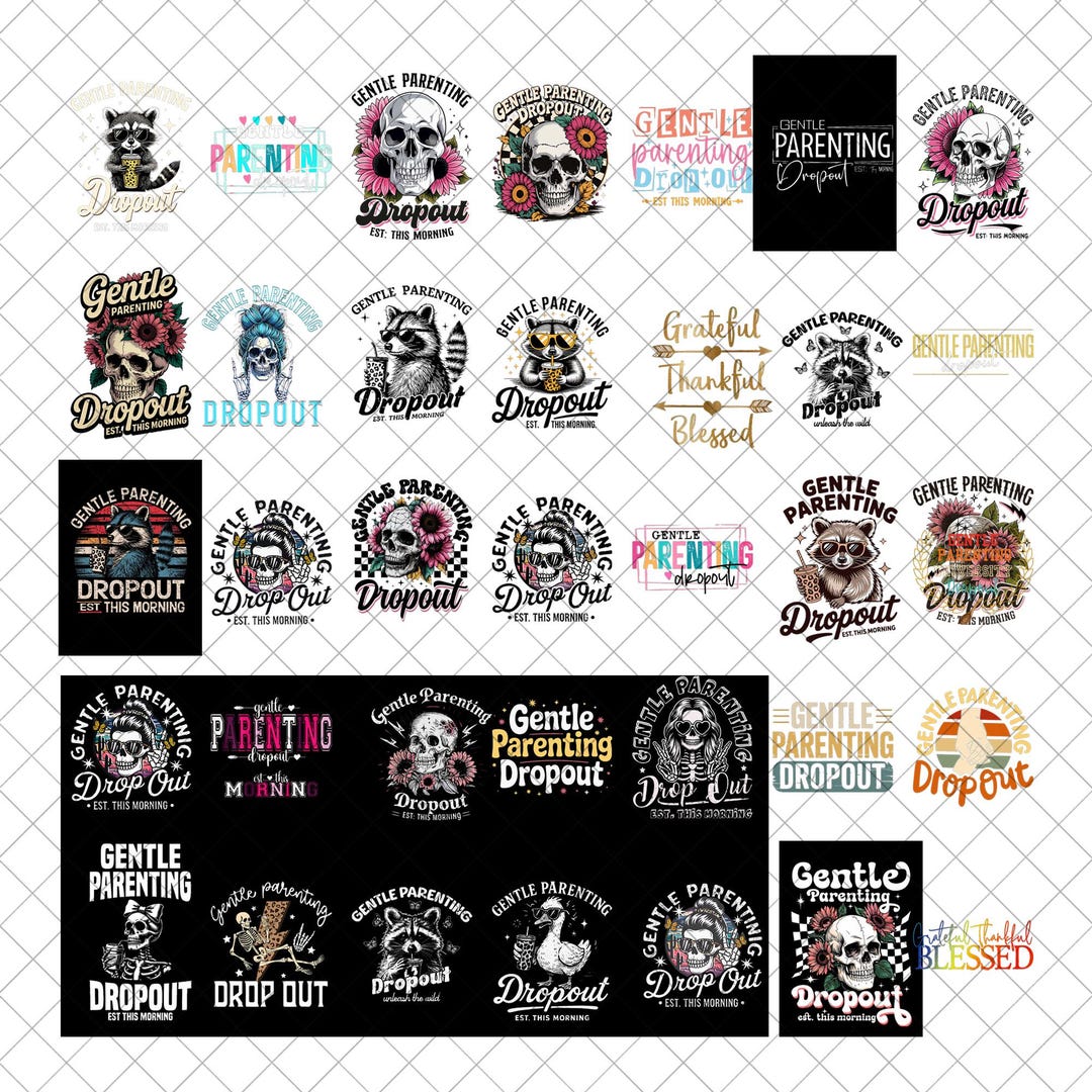 Gentle Parenting Dropout PNG Bundle, Funny Mom Skull Sublimation ...