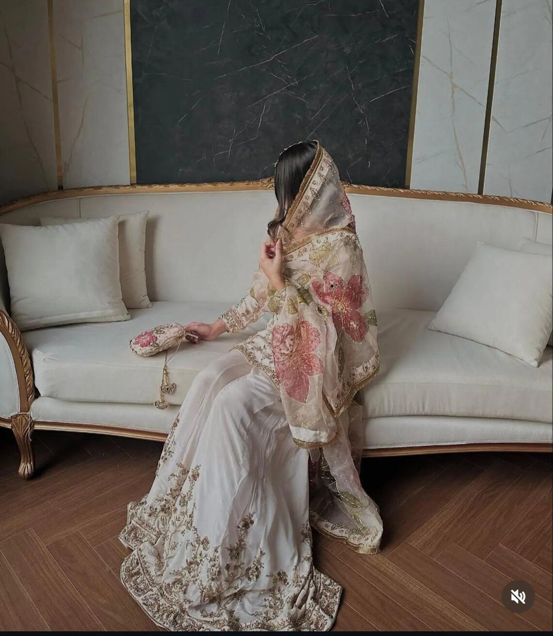 White Pakistani Sharara Suit: Cinon Silk Kurti, Dupatta Partywear ...