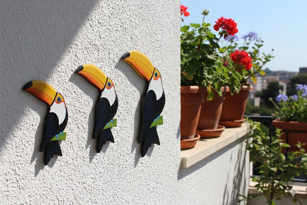 Macaw and Toucan Hanging Trio Wood Decor - Handmade in Wood, Colorfull ...