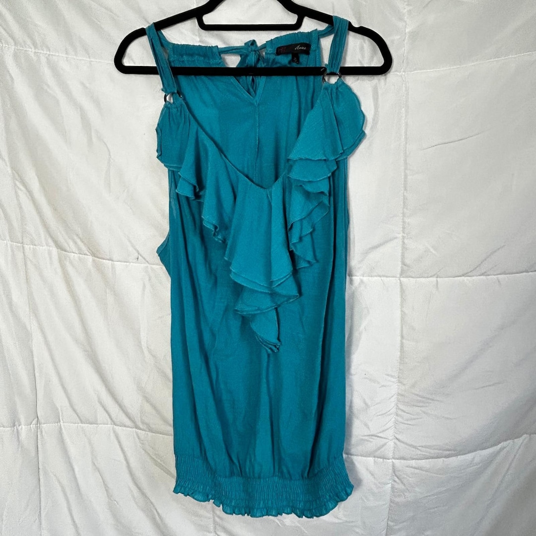 Heart Soul Turquoise Blue Ruffle Cold Shoulder Tank Top Plus Size 3X - Etsy