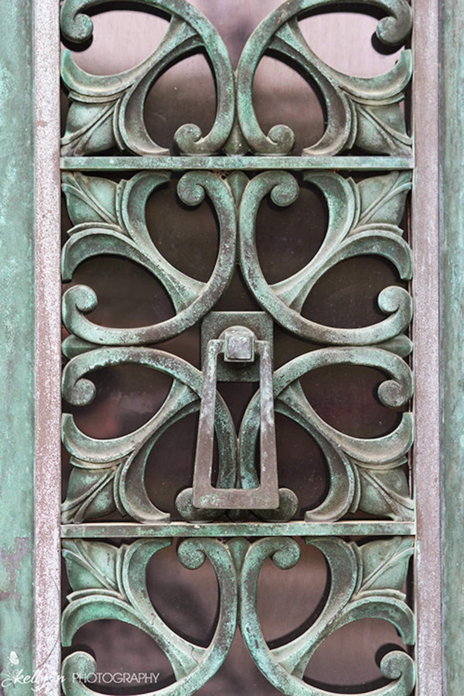 Gate Photography- Art Deco Iron Work Gate Photo, Patina Green, Bronze ...