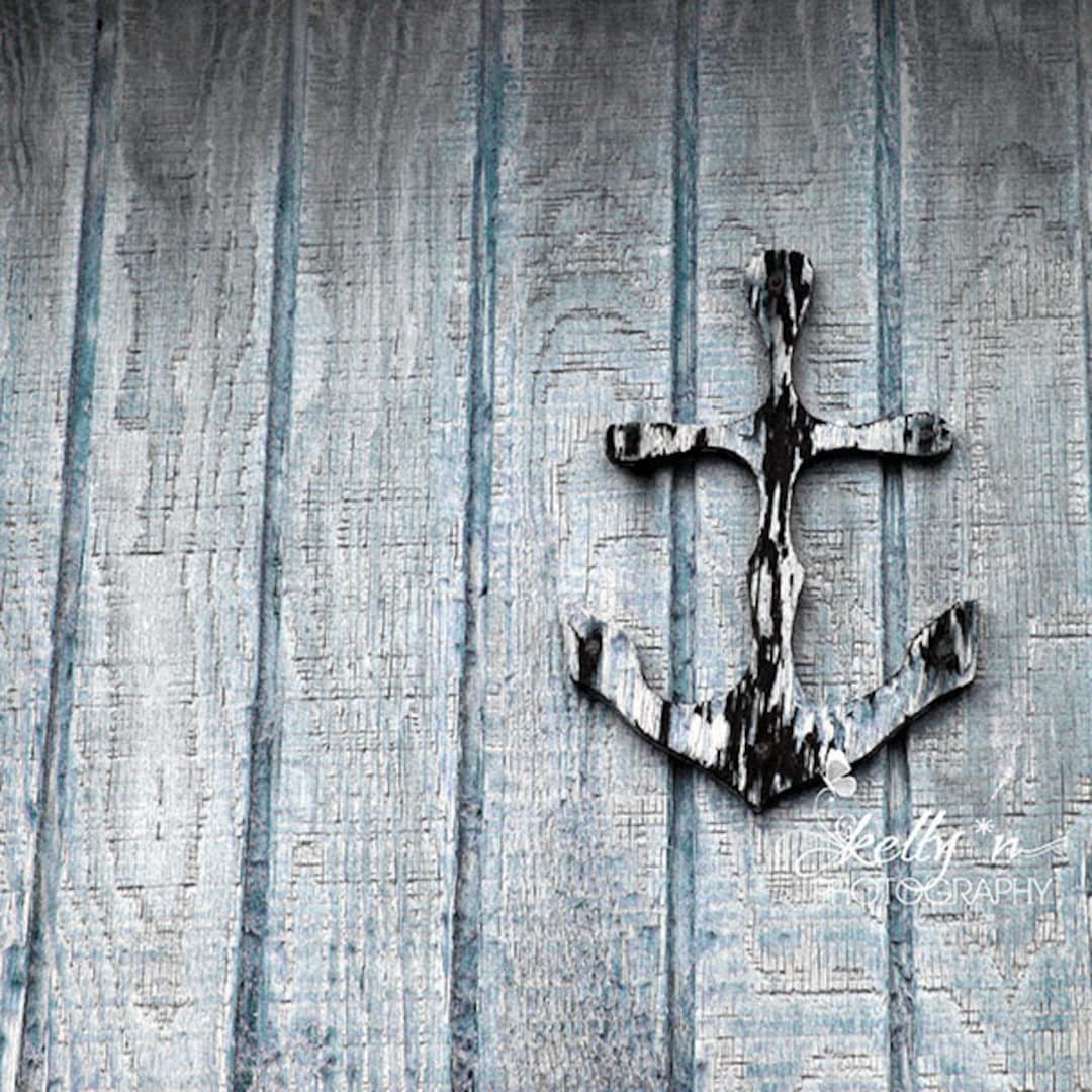 Anchored- Beach Cottage Photography- Anchor Photograph- Blue Black ...