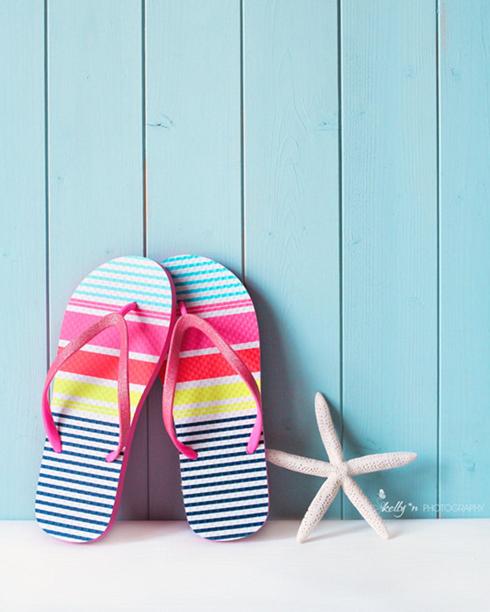 Beach Photography- Flip Flops Photo, Beach Sandals Print, Colorful ...