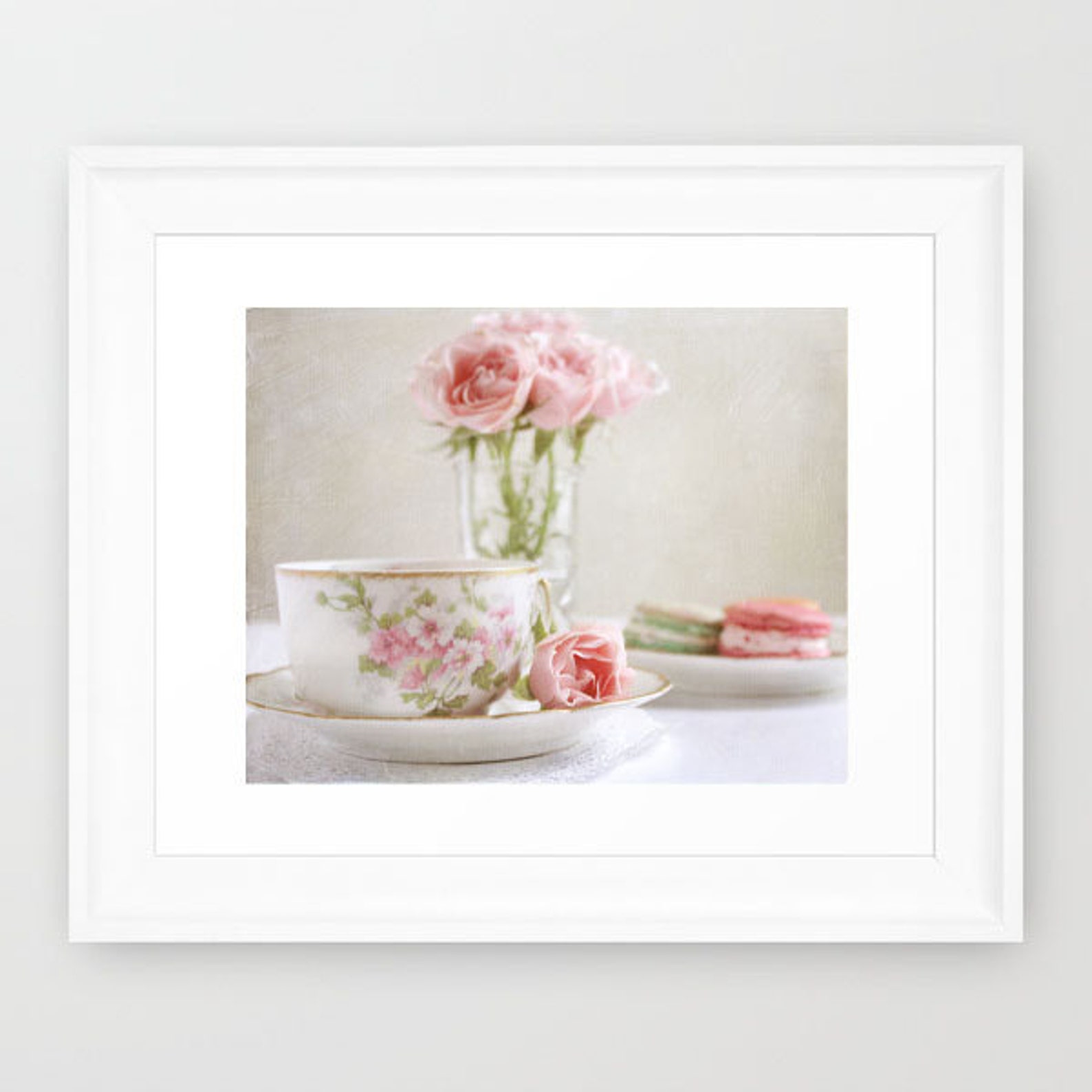 Tea Cup Photography- Vintage Teacup Print, Pink Roses, Pastel Pink ...