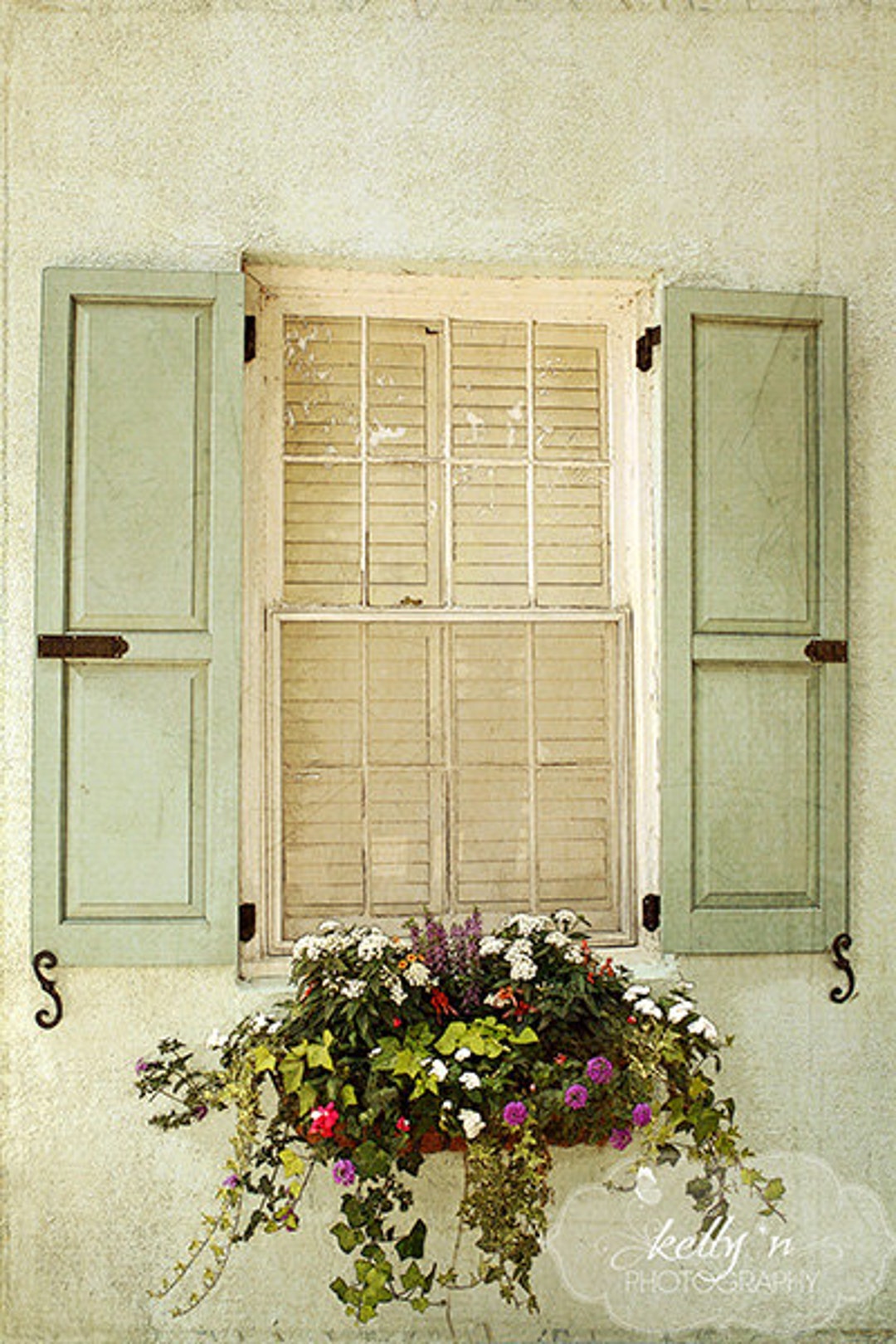 Windowbox Photography- Soft Green Shuttered Window Print, Charleston SC ...