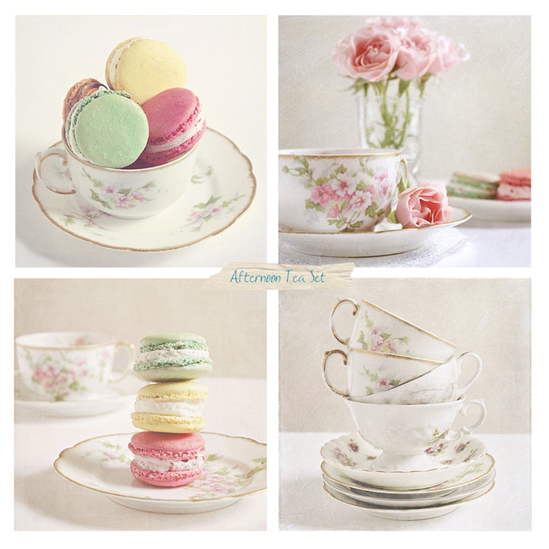 Set of Four Prints- Tea Set Photos, Set of Four Teacup Prints, Still ...