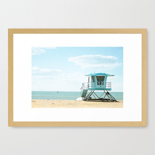Beach Photography- Blue Lifeguard Stand, California Beach Photo, Blue ...
