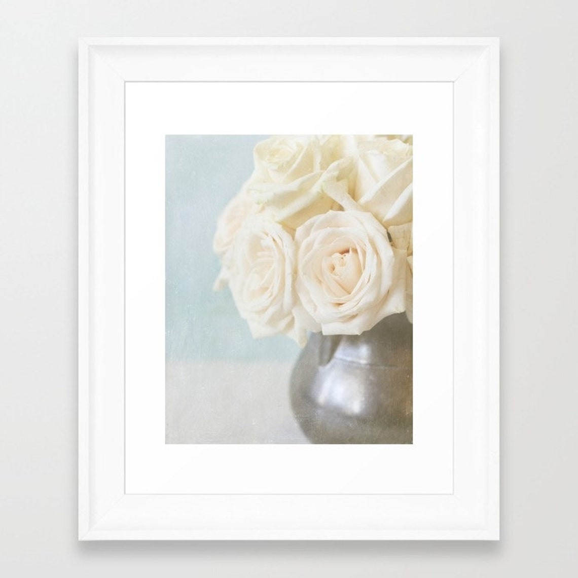 White Rose Photo Floral Still Life, Rose Photography, White Blue Decor ...