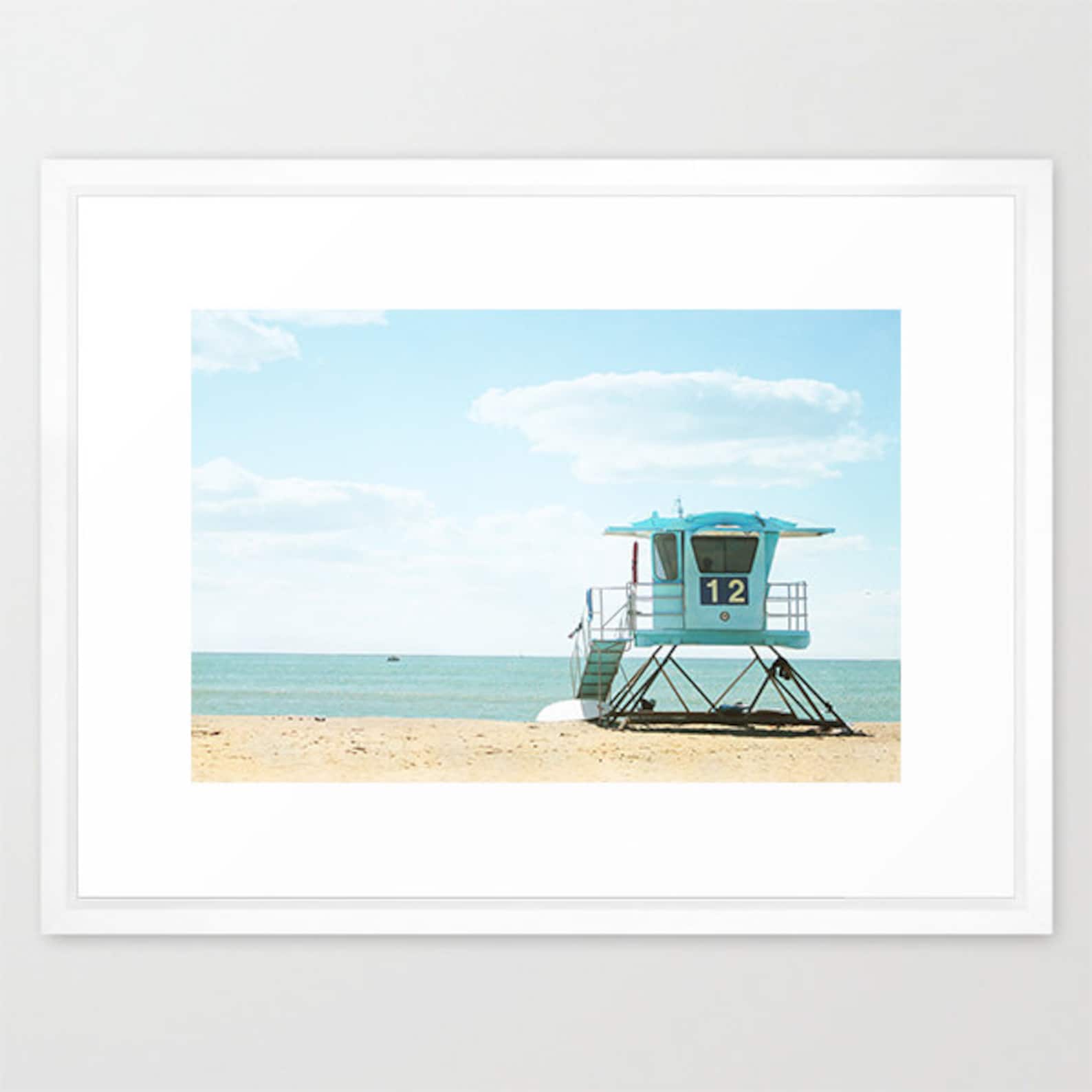 Beach Photography- Blue Lifeguard Stand, California Beach Photo, Blue ...