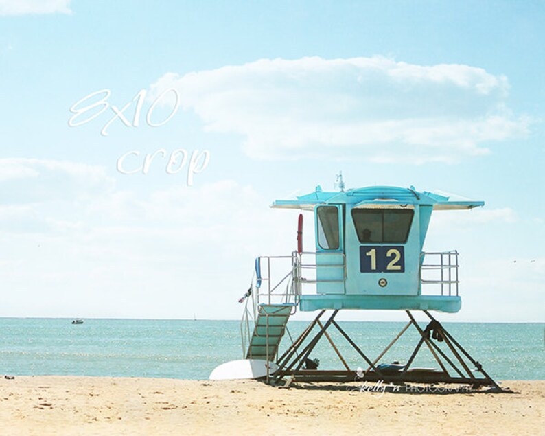 Beach Photography- Blue Lifeguard Stand, California Beach Photo, Blue ...