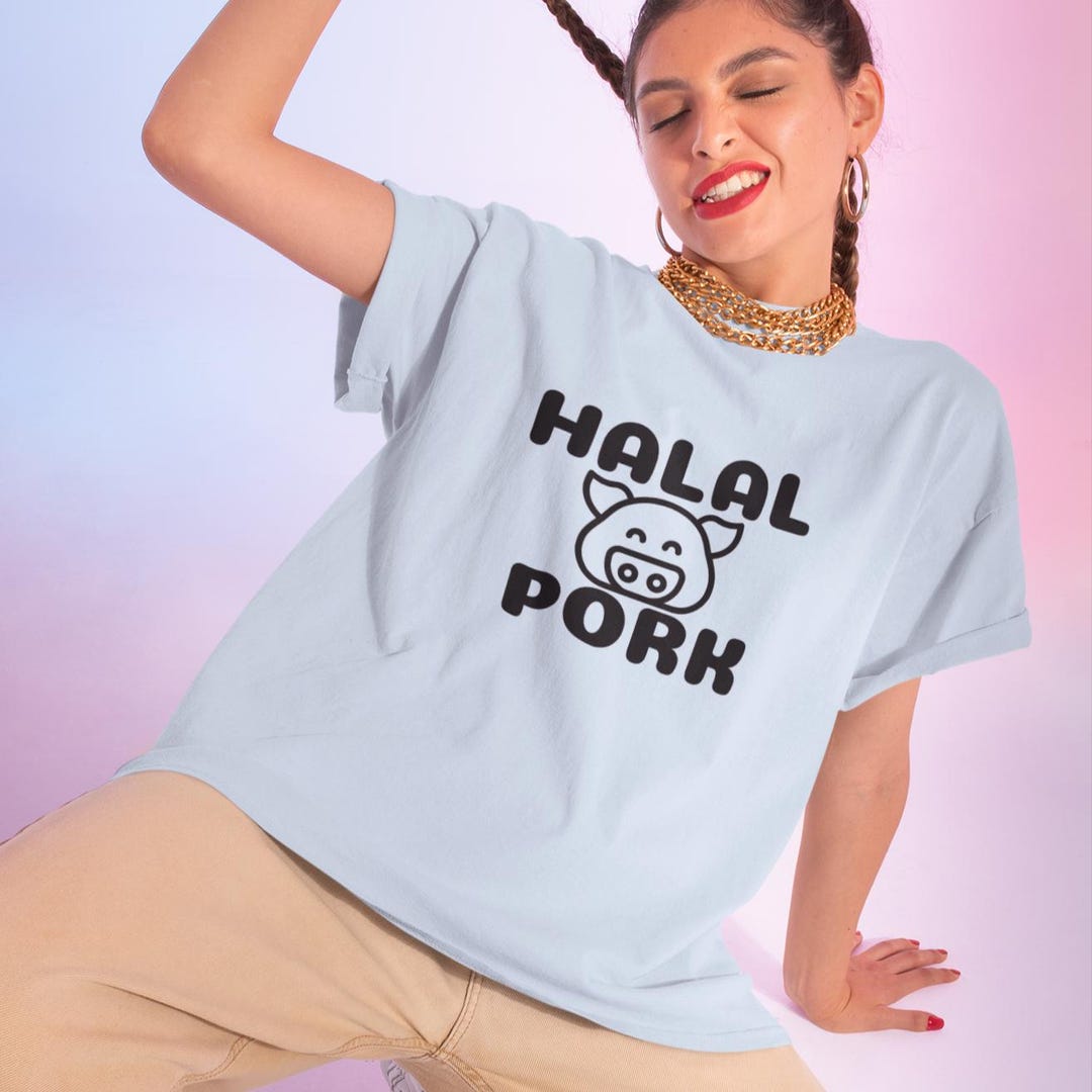 Halal Pork Pig Face T-shirt | Funny Food Typography - Etsy