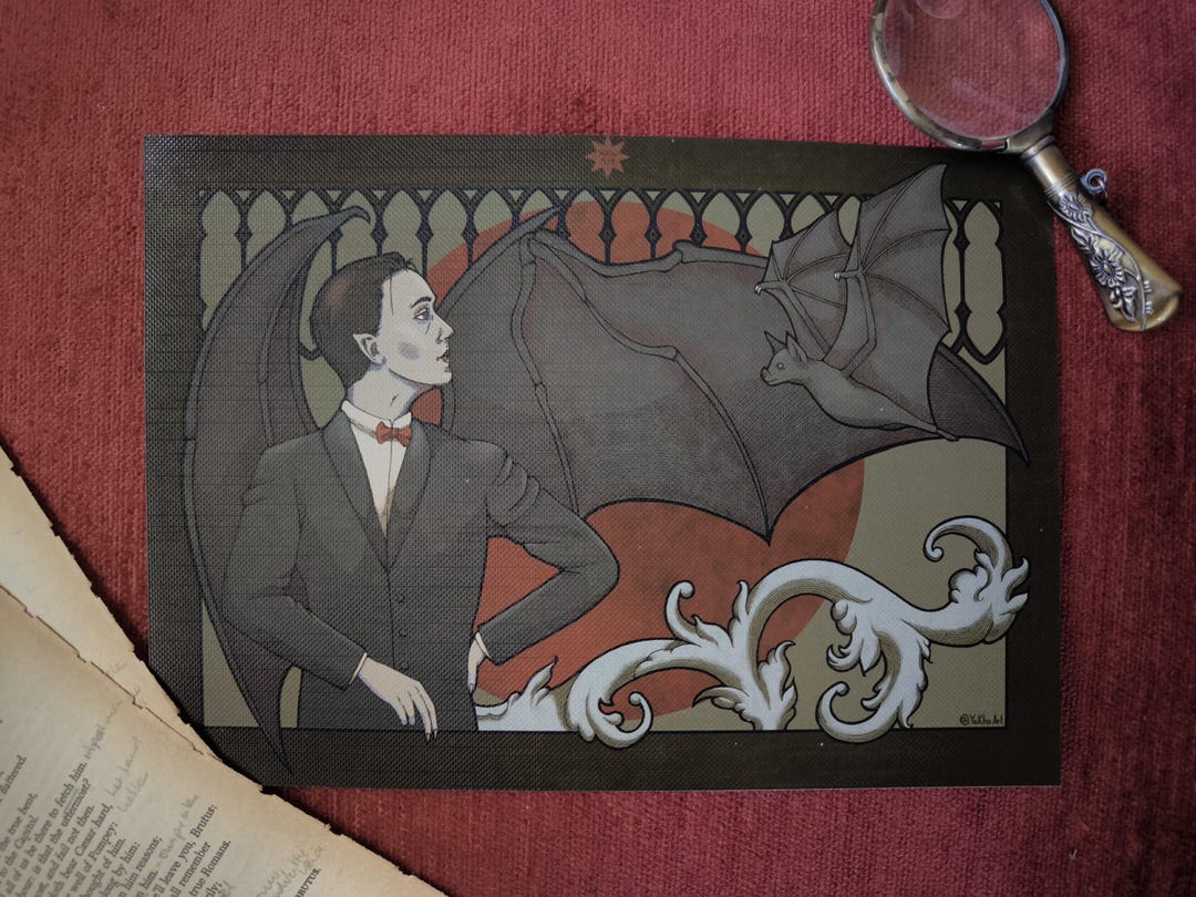 Vampire Art Print | Gothic Poster | Whimsical Wall Art - Etsy