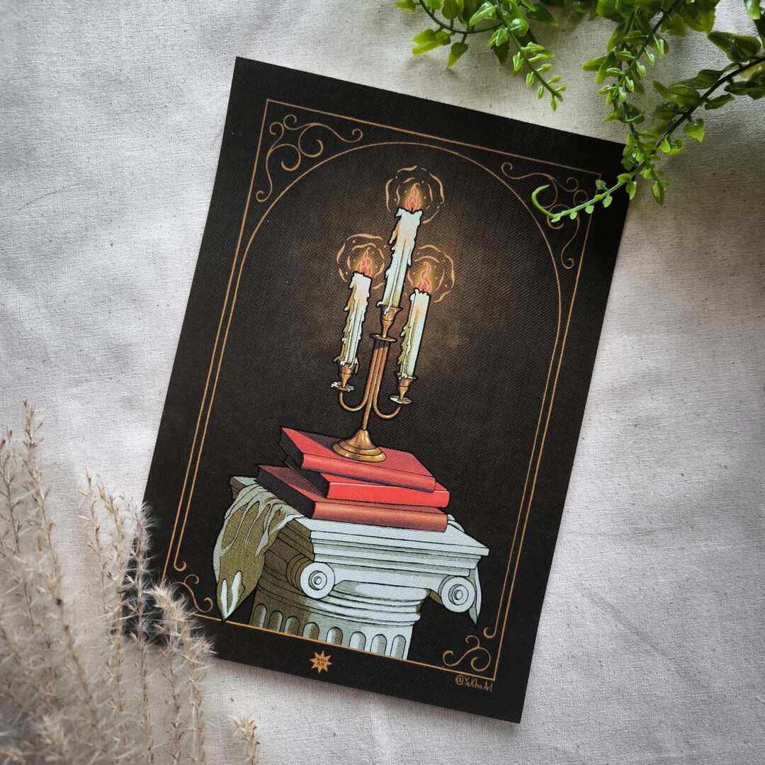 Dark Academia Candles Art Print, Canvas Textured Wall Decor, Original ...