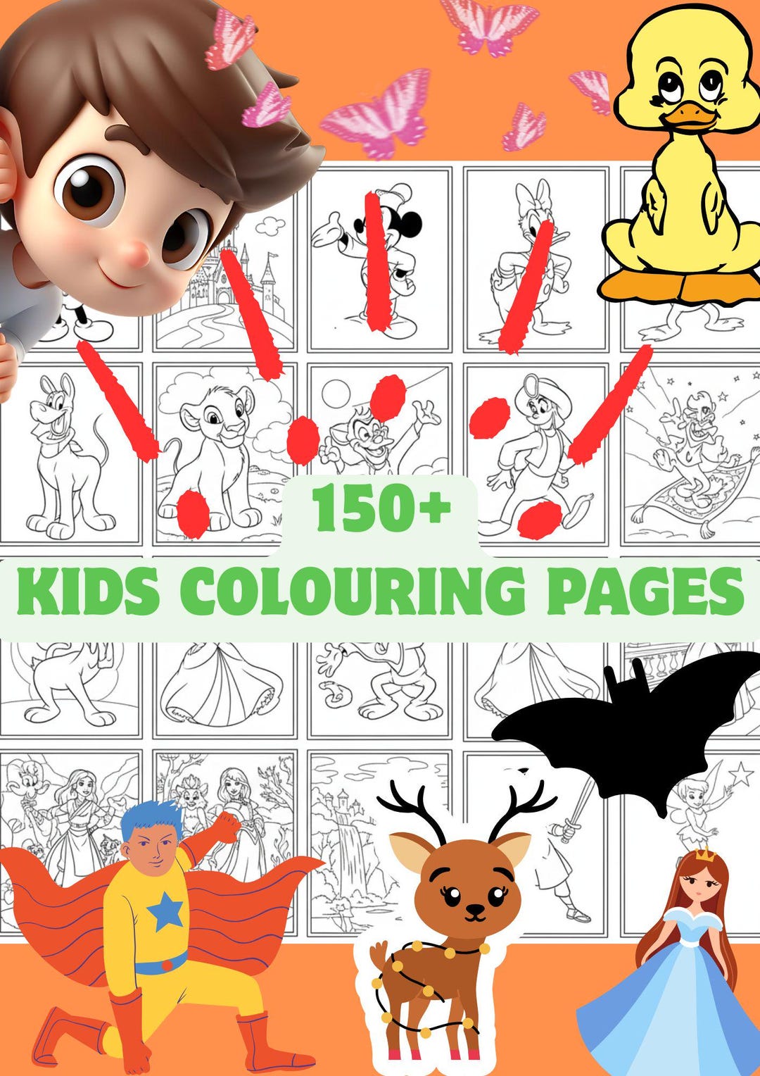 Kids Cartoon Coloring Book – 150+ Fun & Cute Animated Characters Pages ...