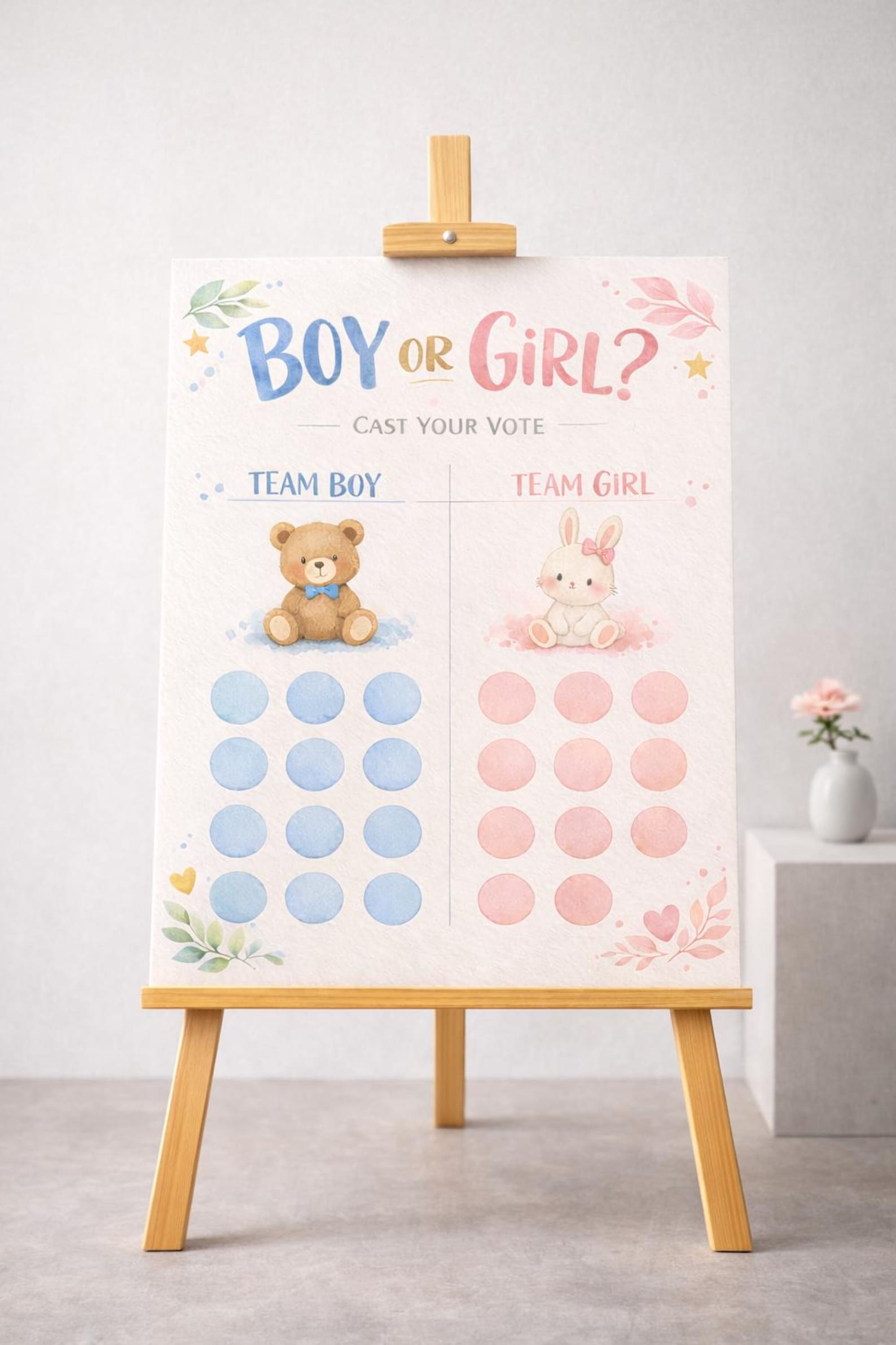 Gender Reveal Vote Board, Team Boy Vs Girl, Baby Shower Decor (digital ...