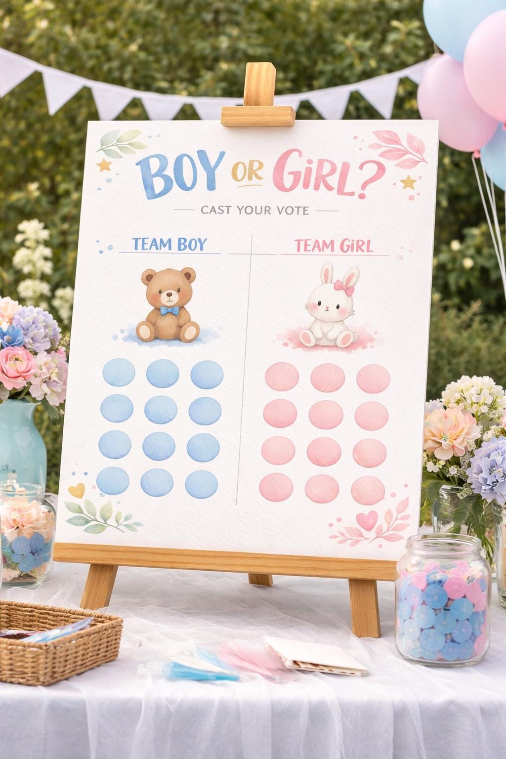 Gender Reveal Vote Board, Team Boy Vs Girl, Baby Shower Decor (digital ...