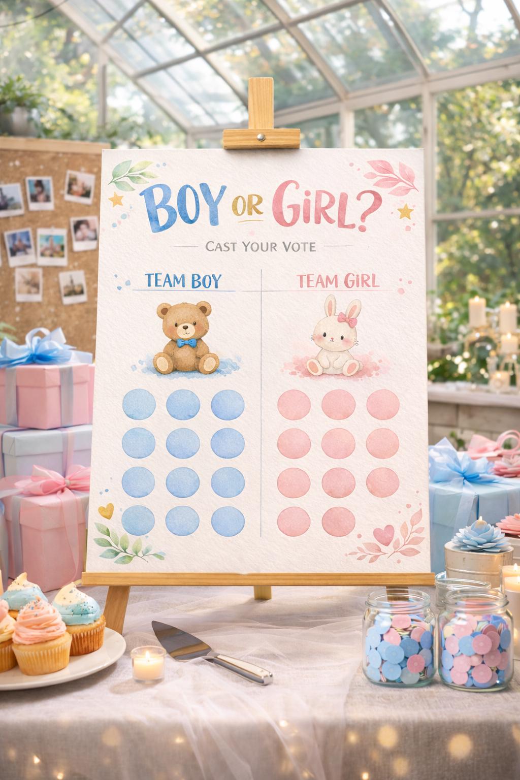 Gender Reveal Vote Board, Team Boy Vs Girl, Baby Shower Decor (digital ...