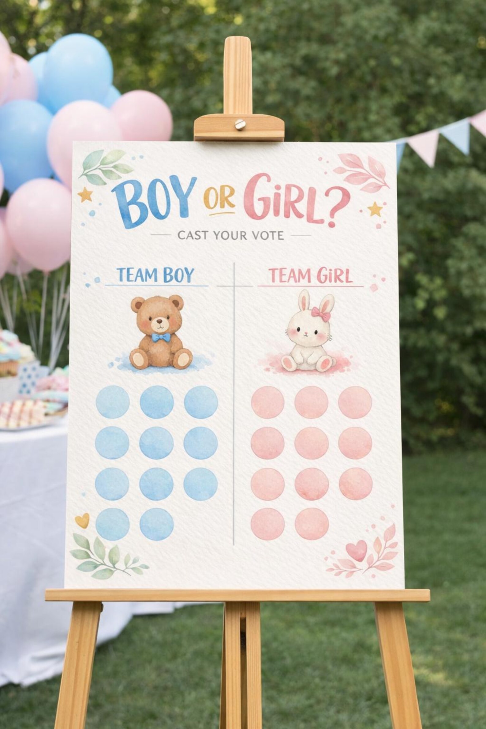Gender Reveal Vote Board, Team Boy Vs Girl, Baby Shower Decor (digital ...