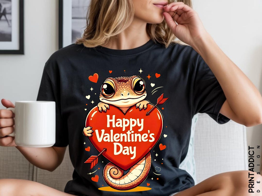 Cute Gecko Valentine's Day PNG | Funny Lizard Valentine Clipart | Happy ...