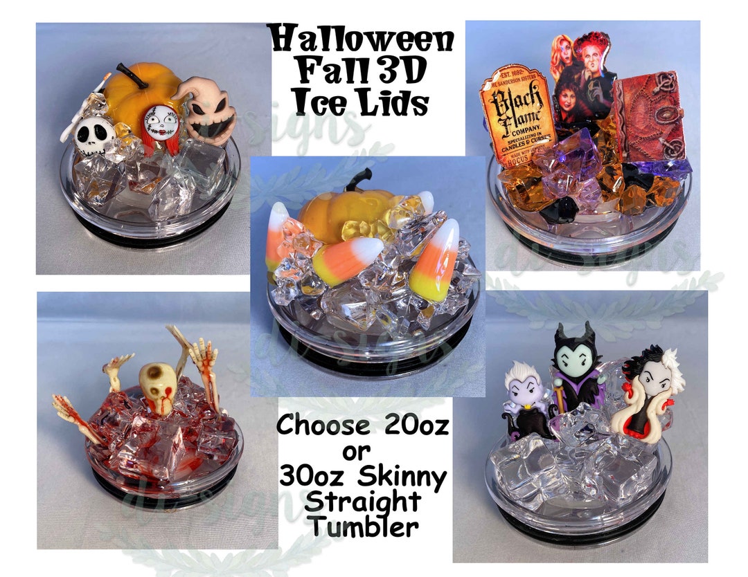Halloween Fall Witches Pumpkins Skeleton Villains 3D Ice LID ONLY for ...